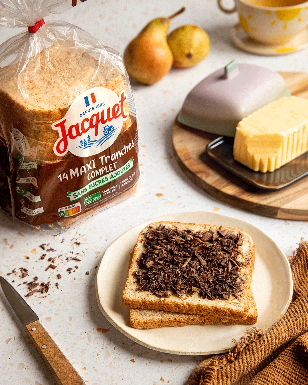 Tartine beurre et copeaux de chocolat - Pains Jacquet