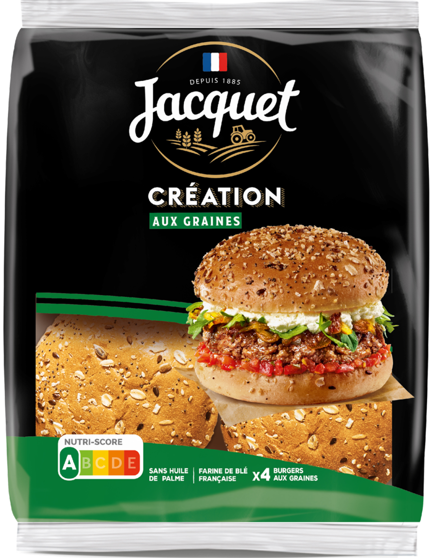 Burger Création aux graines : 4 pains hamburgers au graines par Jacquet